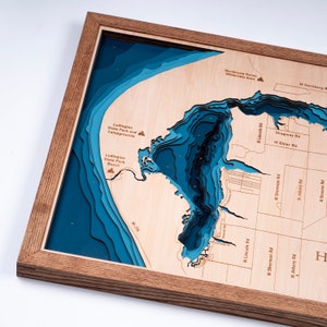 Digital File PDF, SVG - Hamlin Lake Michigan Map Bathymetric Depth ...