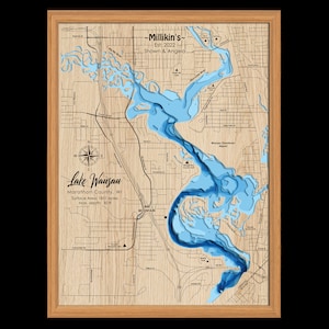 Digital File PDF, SVG - Lake Wausau Marathon Wisconsin Bathymetric ...