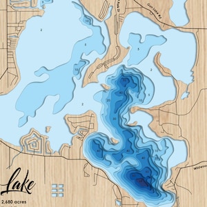 Digital File PDF, SVG - Gun Lake, Michigan Bathymetric Depth Layers SVG ...