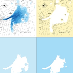 Digital File PDF, SVG - Lake Simcoe Ontario, Bathymetric Depth Layers ...