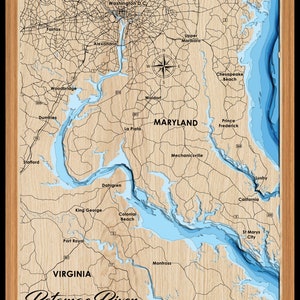 Digital File PDF, SVG - Potomac River Maryland, Bathymetric Depth ...