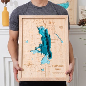 Digital File PDF, AI, SVG Flathead Lake Map Wood Multilayer Laser Cut ...