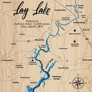 Digital File PDF, SVG - Lay Lake Alabama, Bathymetric Depth Layers SVG ...