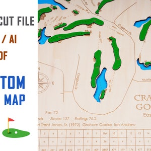 Digital File DXF, AI, SVG - Custom Golf Course Map for Laser Cut ...
