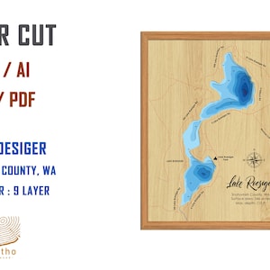 Digital File PDF, SVG - Roesiger Lake Washington Bathymetric Depth ...