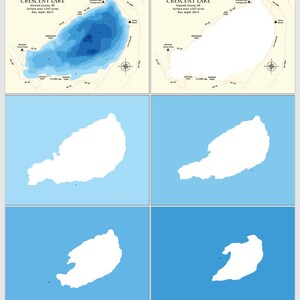 Digital File PDF, SVG - Crescent Lake Oregon Map Bathymetric Depth ...