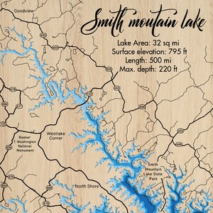 Digital File PDF, SVG - Smith Moutain Lake Map Bathymetric Depth Layers ...