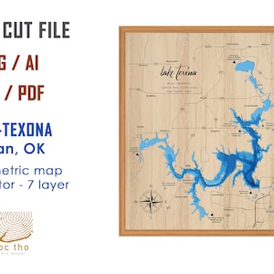 Digital File PDF, SVG - Lake Texoma Bryan Oklahoma, Bathymetric Depth ...
