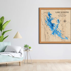 Digital File PDF, SVG Lake Joseph Ontario Map, Bathymetric Depth Layers ...