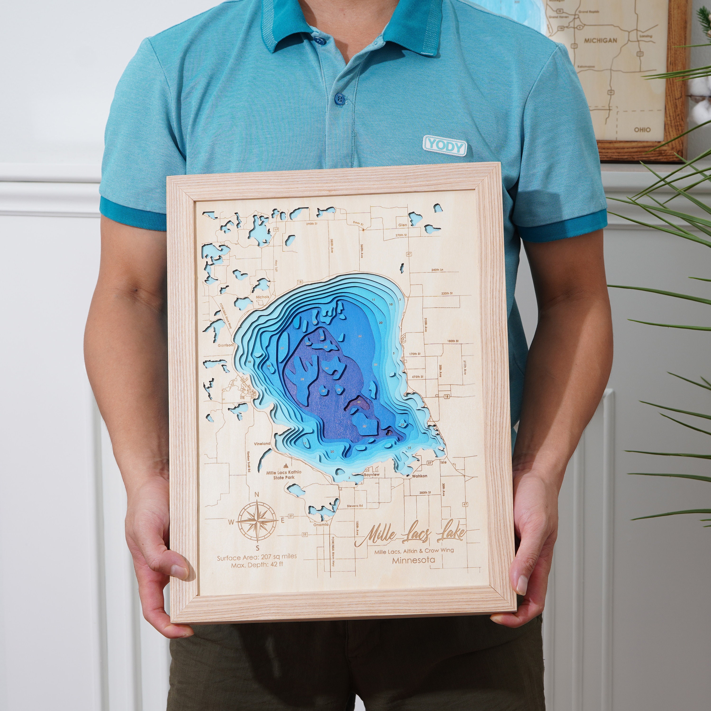 Mille Lacs Lake Custom Map Wood Bathymetric 6 to 10 Layer - Etsy