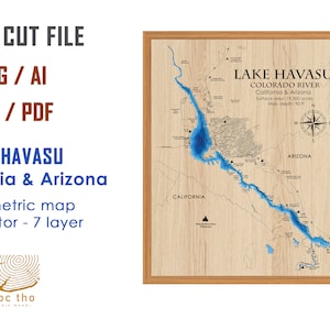 Digital File PDF, SVG - Lake Havasu California, Bathymetric Depth ...