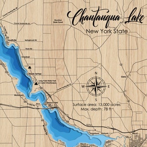Digital File PDF, SVG - Chautauqua Lake Ny Bathymetric Depth Layers SVG ...