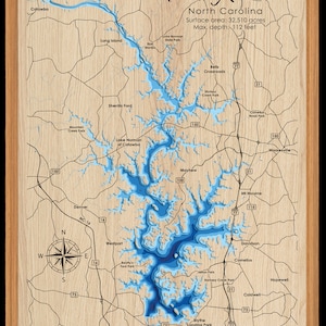 Digital File PDF, SVG - Lake Norman North Carolina, Bathymetric Depth ...