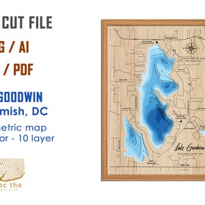 Digital File PDF, SVG Lake Goodwin, Bathymetric Depth Layers SVG File ...