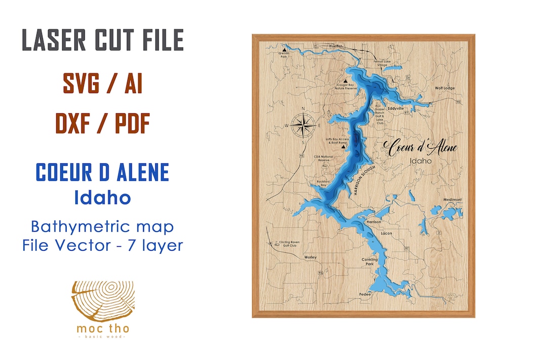 Digital File PDF, SVG - Coeur D Alene Idaho Harrison Slough ...
