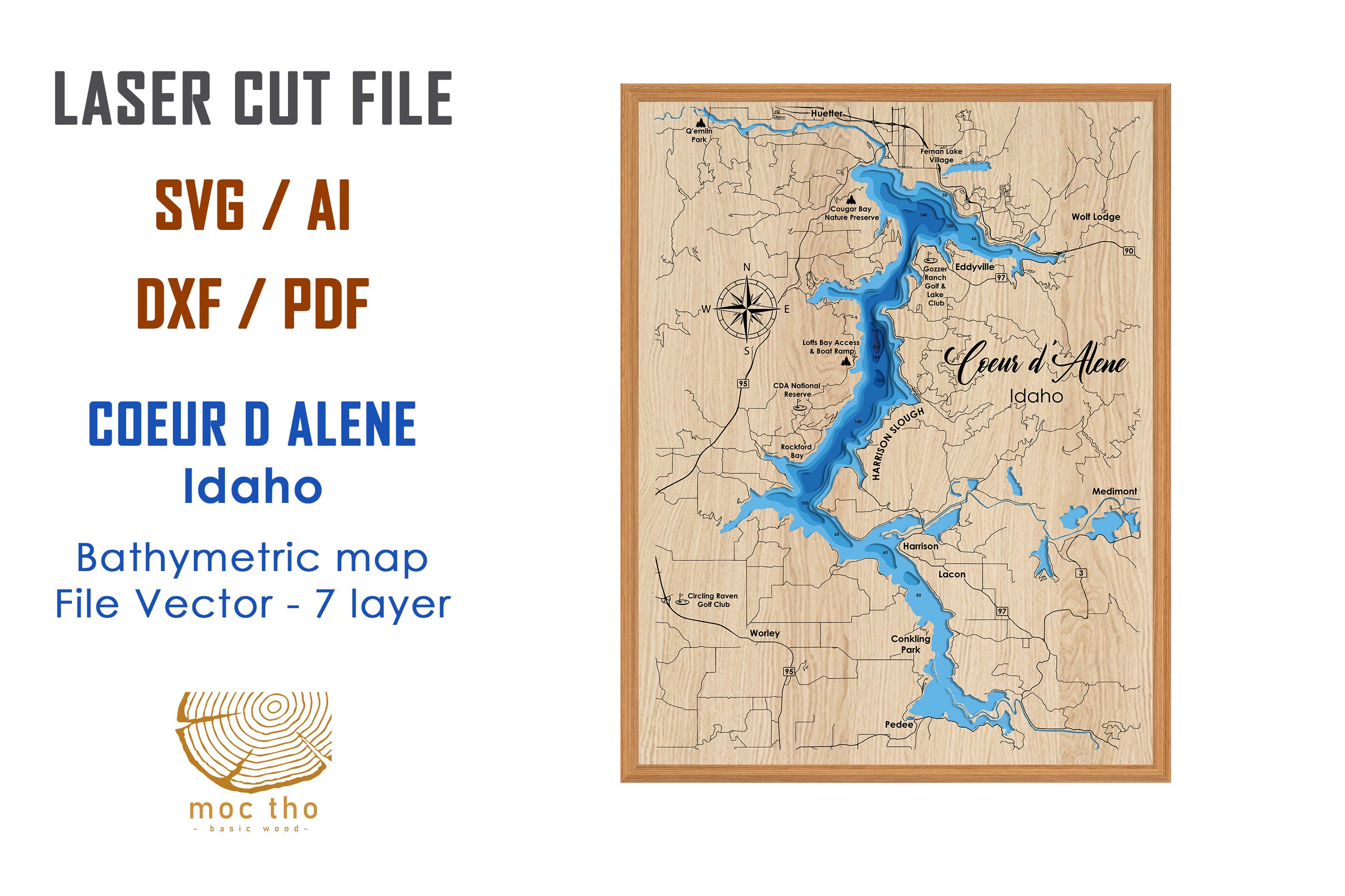 Digital File PDF, SVG - Coeur D Alene Idaho Harrison Slough ...