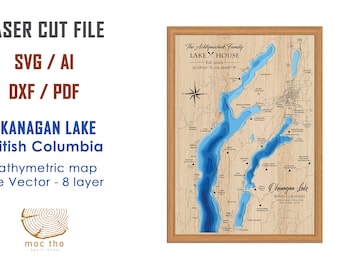 Digital File PDF, SVG Lake Sakakawea, North Dakota Bathymetric Depth ...