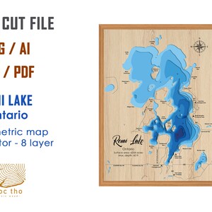 Digital File PDF, SVG Remi Lake Ontario, Bathymetric Depth Layers SVG ...