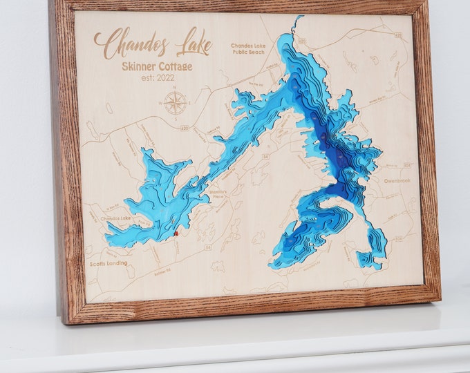 Custom Wood Engraved Lake Map - Etsy