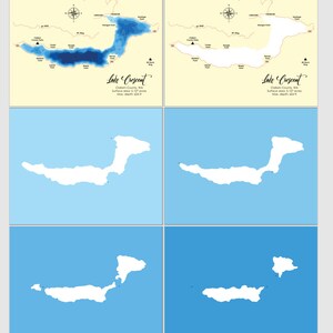 Digital File PDF, SVG - Lake Crescent Washington Bathymetric Depth ...