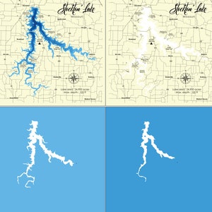 Digital File PDF, SVG - Stockton Lake, Missouri Bathymetric Depth ...