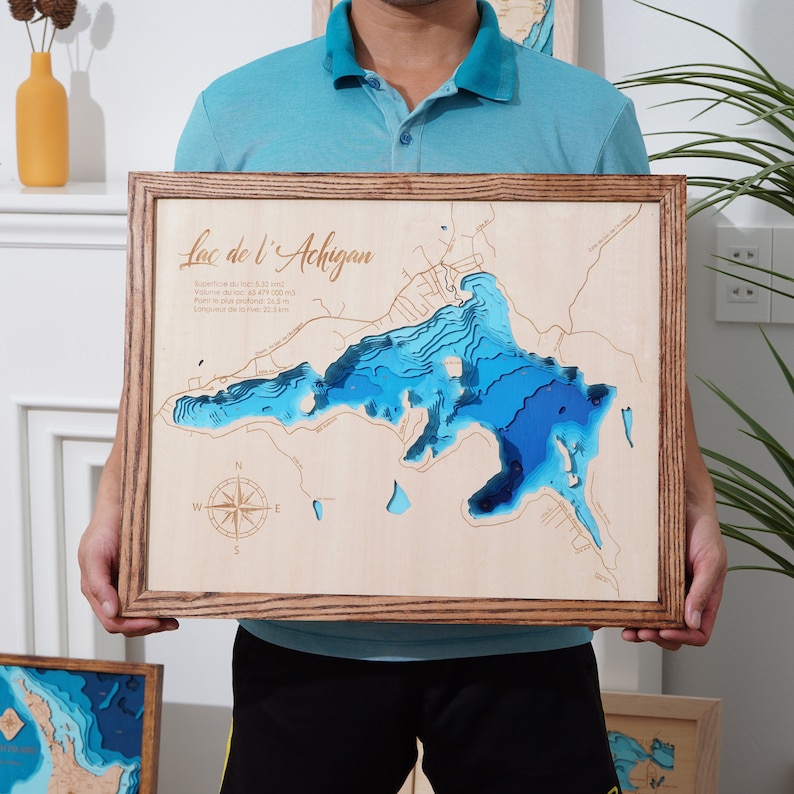 Digital File DXF AI SVG Custom Map Wood Bathymetric Map - Etsy