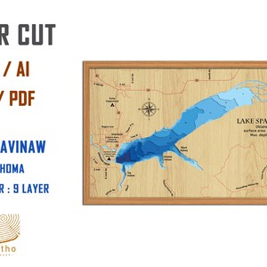 Digital File PDF, SVG - Spavinaw Lake Oklahoma Bathymetric Depth Layers ...