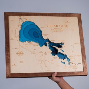 Digital File PDF, SVG - Clear Lake California Map Bathymetric Depth ...