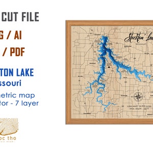 Digital File PDF, SVG - Stockton Lake, Missouri Bathymetric Depth ...