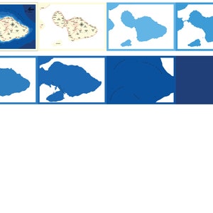 Digital File PDF, SVG - Maui Island of Hawaii Map Bathymetric Depth ...