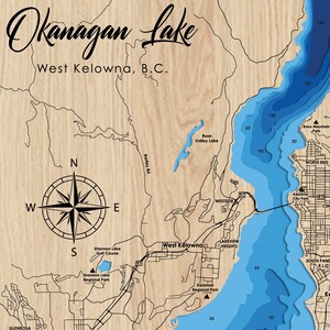 Digital File PDF, SVG - Okanagan Lake West Kelowna, Bathymetric Depth ...