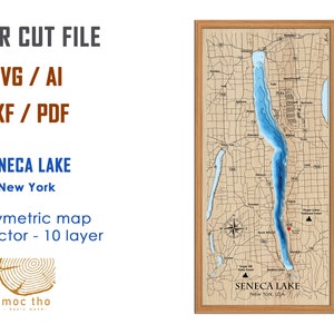 Digital File PDF, SVG - Seneca Lake Ny Bathymetric Depth Layers SVG ...
