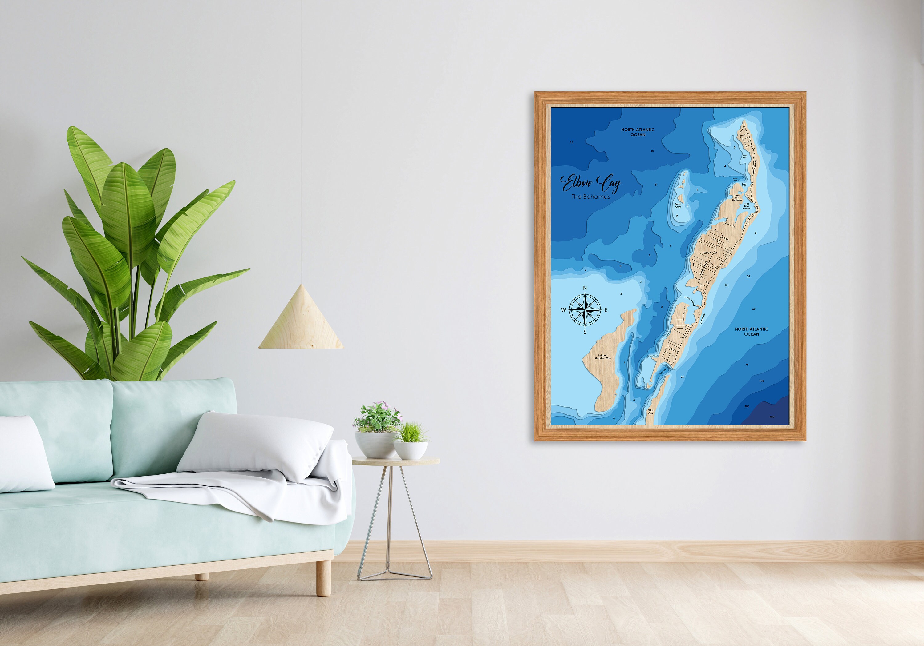 Digital File PDF, SVG - Elbow Cay Bahamas, Bathymetric Depth Layers SVG ...
