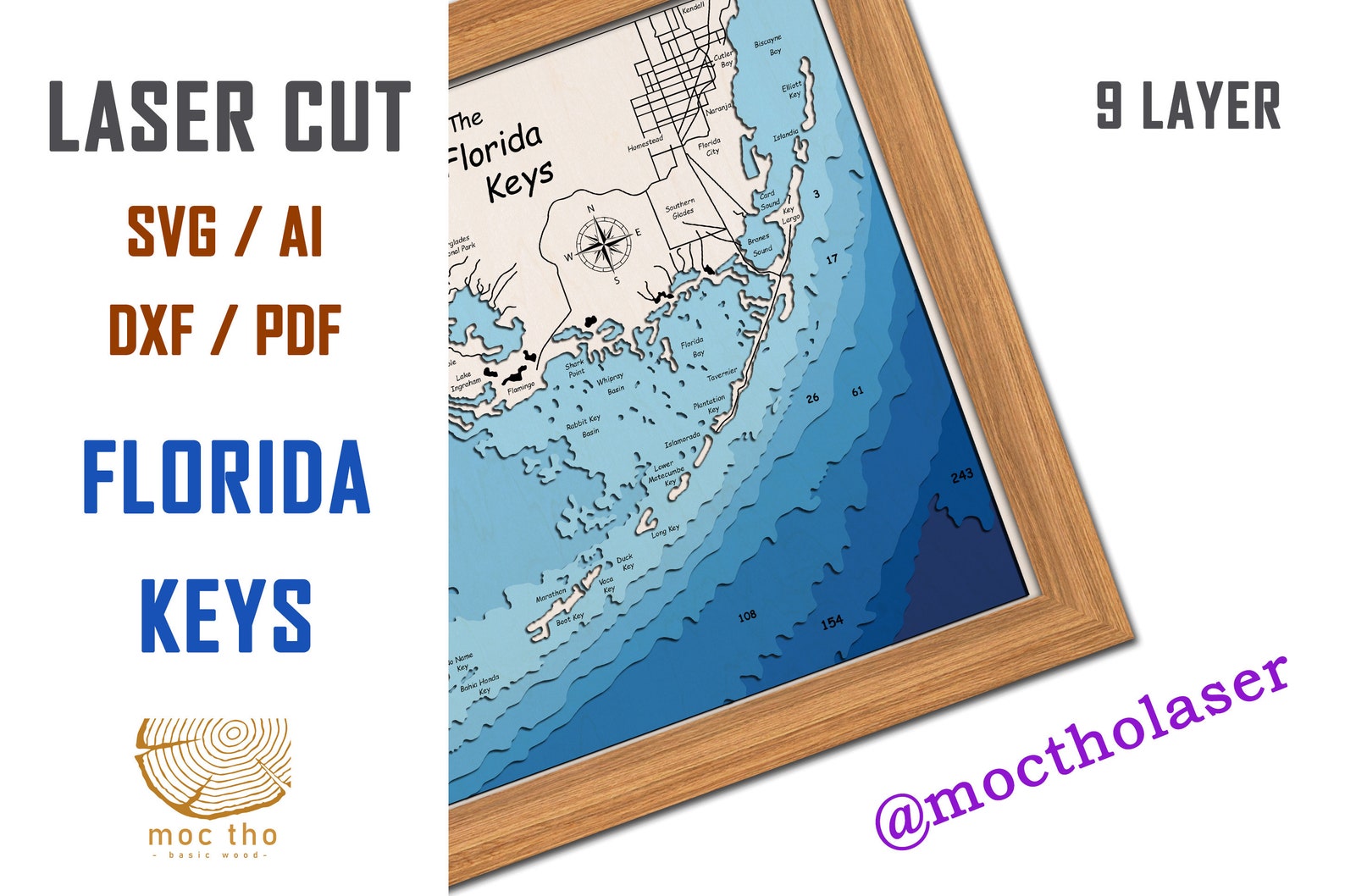 Digital File DXF AI SVG the Florida Key Map Wood - Etsy
