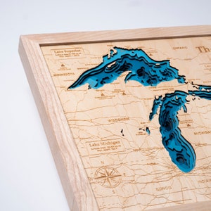 The Great Lakes Map Wood - Custom 3D Map Wood Bathymatric Map, Custom ...