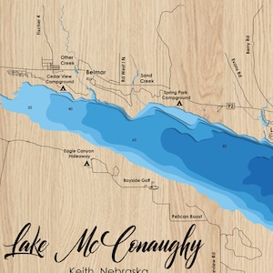 Digital File PDF, SVG - Lake Mcconaughy Nebraska , Bathymetric Depth ...