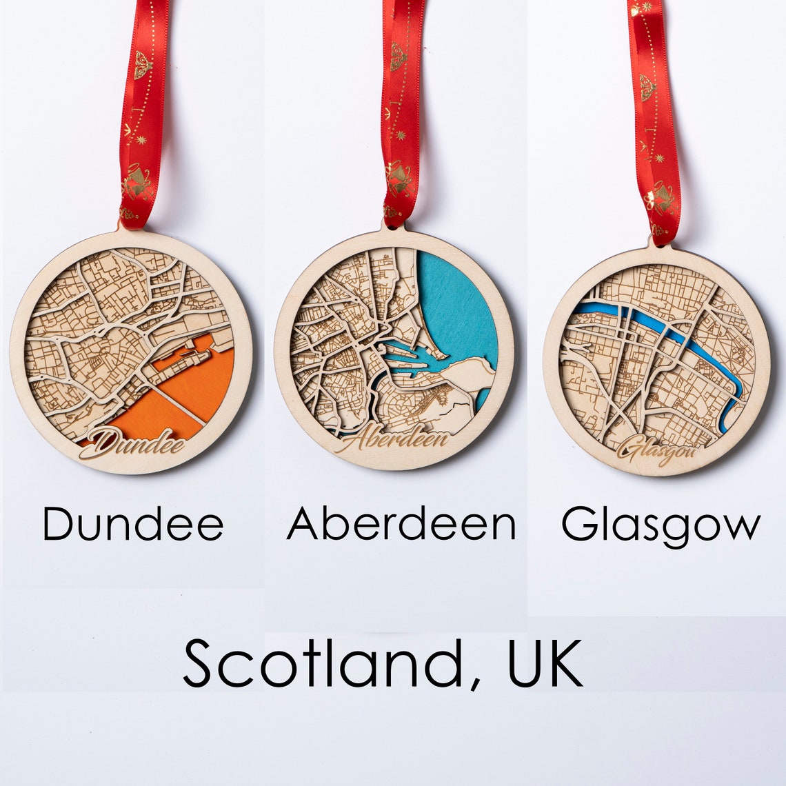 Scotland Cities Ornament Map Ornament Home Wooden Christmas - Etsy