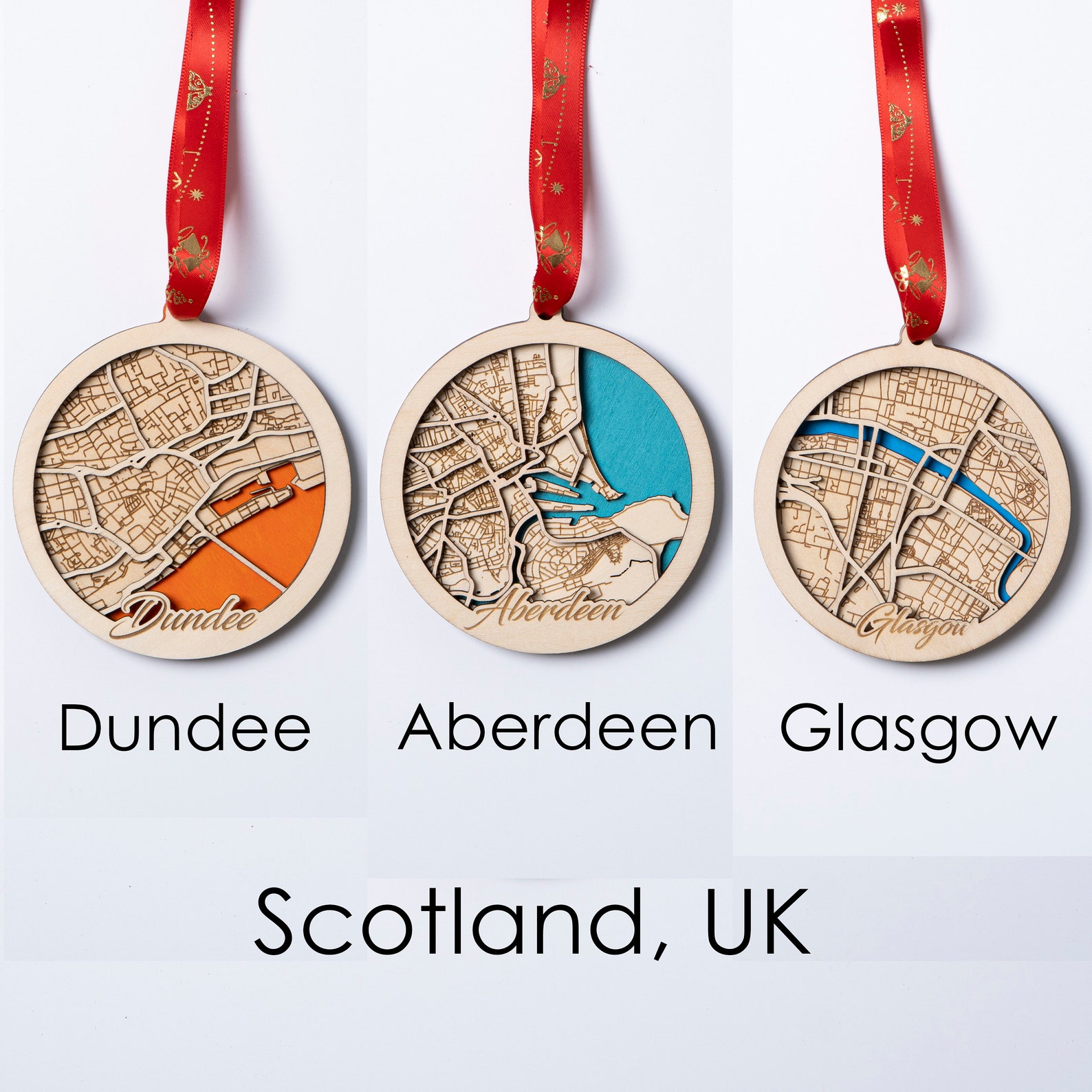 Scotland Cities Ornament Map Ornament Home Wooden Christmas - Etsy