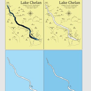 Digital File PDF, SVG - Lake Chelan, Bathymetric Depth Layers SVG File ...