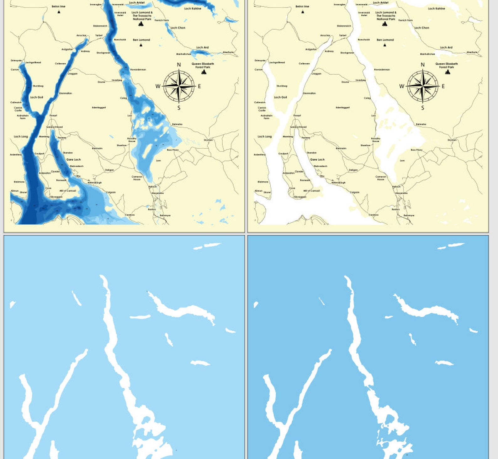 Digital File PDF, SVG - Loch Lomond Uk, Bathymetric Depth Layers SVG ...
