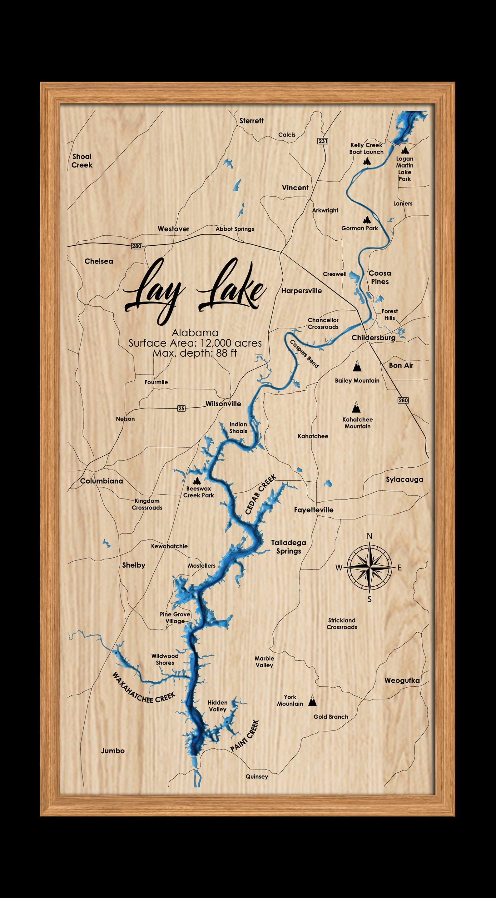 Digital File PDF, SVG - Lay Lake Alabama, Bathymetric Depth Layers SVG ...
