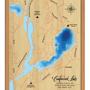 Digital File PDF, SVG - Contoocook Lake New Hampshire Map Bathymetric ...
