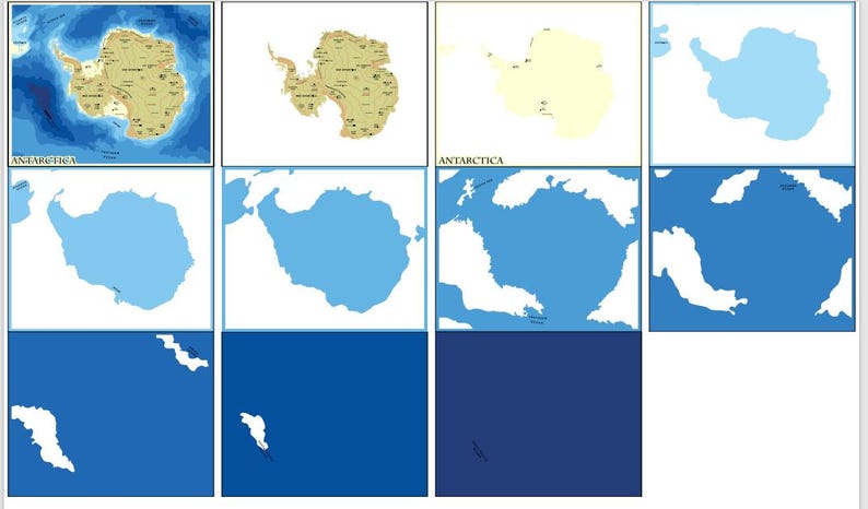 Digital File PDF, SVG - Antarctica Continent 3d Map, Bathymetric Depth ...