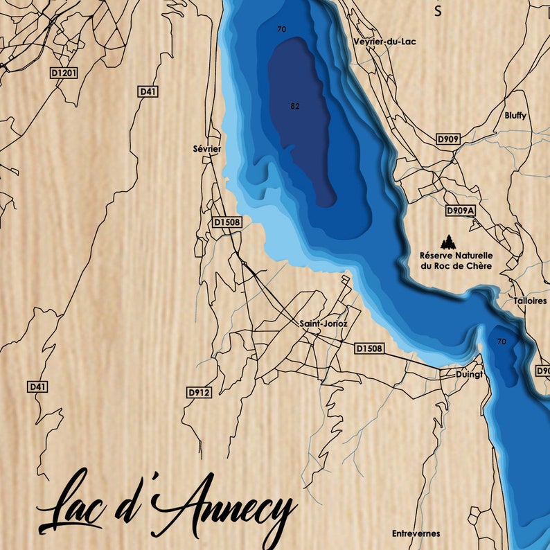 Digital File PDF SVG Lake Annecy France Map Bathymetric - Etsy