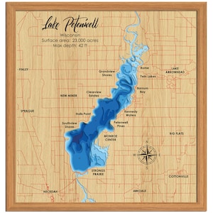 Digital File PDF, SVG - Lake Petenwell Wisconsin Bathymetric Depth ...