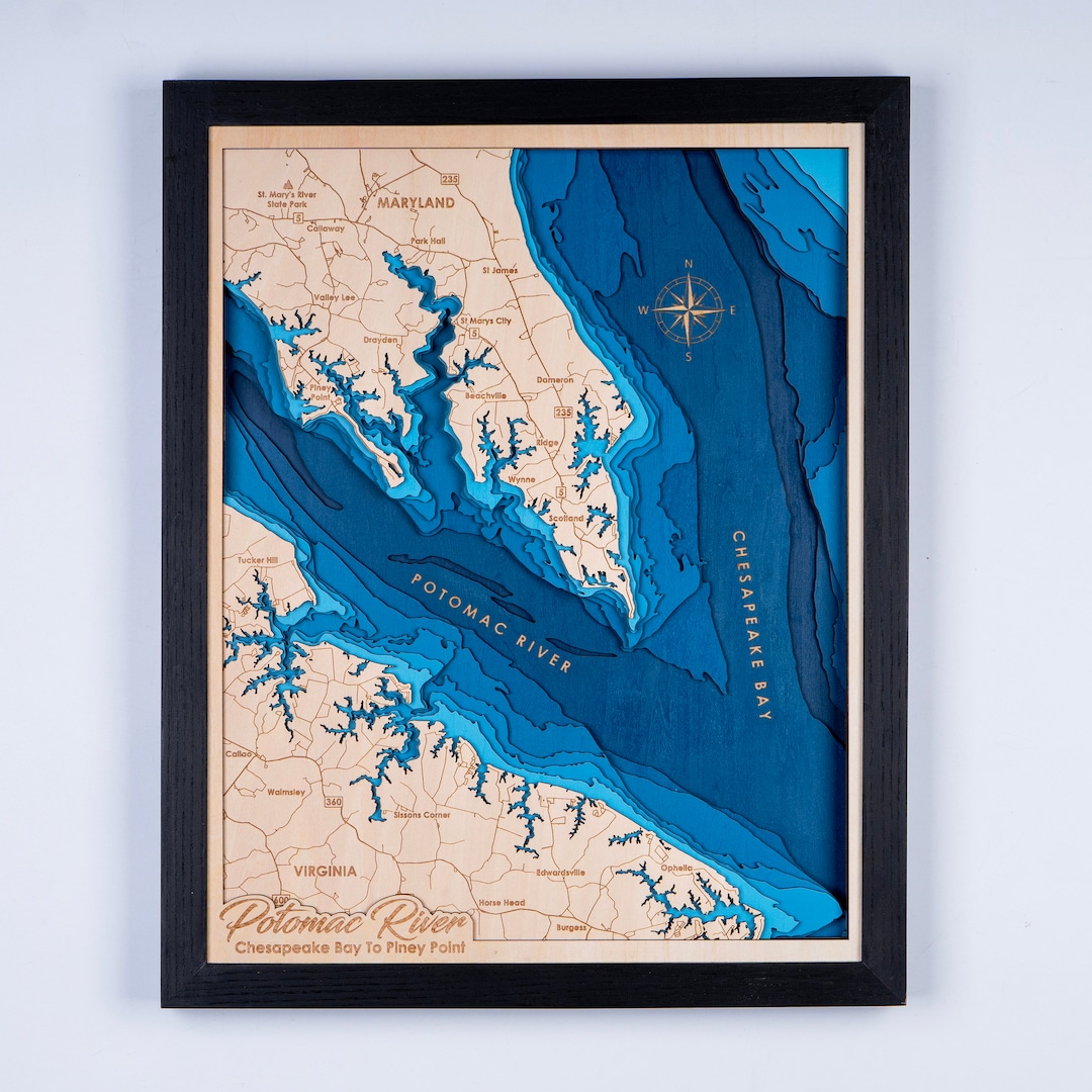 Potomac River, Chesapeake Bay - Custom Lake 3D Map | Bathymetric ...
