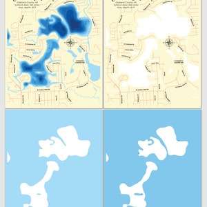 Digital File PDF, SVG - Commerce Lake Michigan Map Bathymetric Depth ...