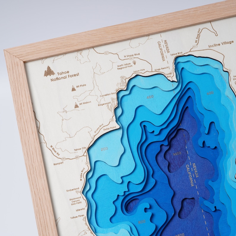 Digital File DXF AI SVG Tahoe Lake Map Wood Bathymetric - Etsy