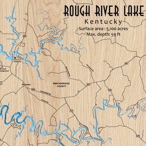 Digital File PDF, SVG - Rough River Lake, Kentucky Bathymetric Depth ...