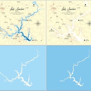 Digital File PDF, SVG - Lake Sinclair Georgia Bathymetric Depth Layers ...
